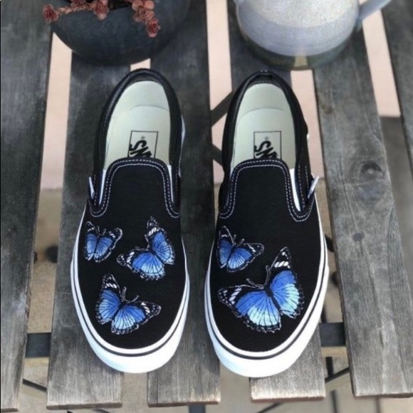 Vans | Shoes | Custom Butterfly Vans | Poshmark